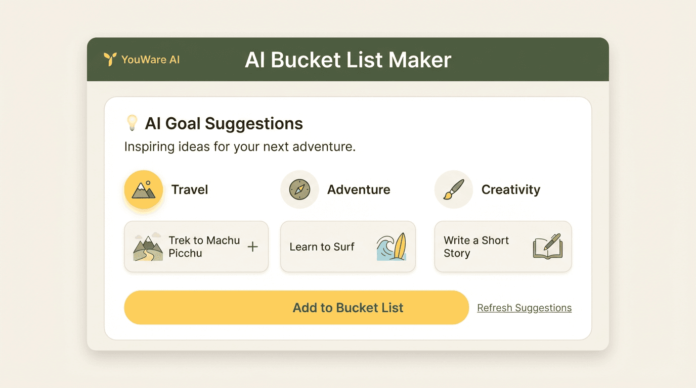 AI Bucket List Maker — Create & Share Your Goals | YouWare