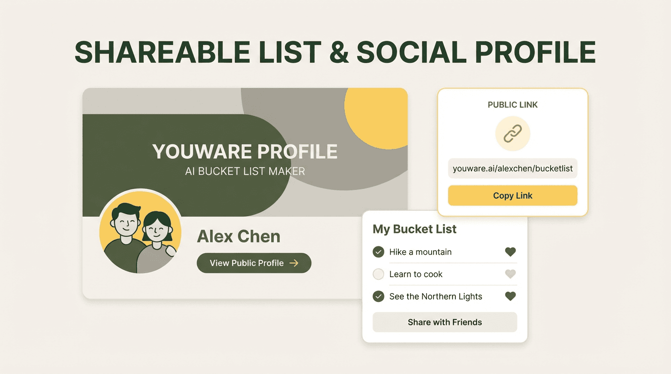 AI Bucket List Maker — Create & Share Your Goals | YouWare