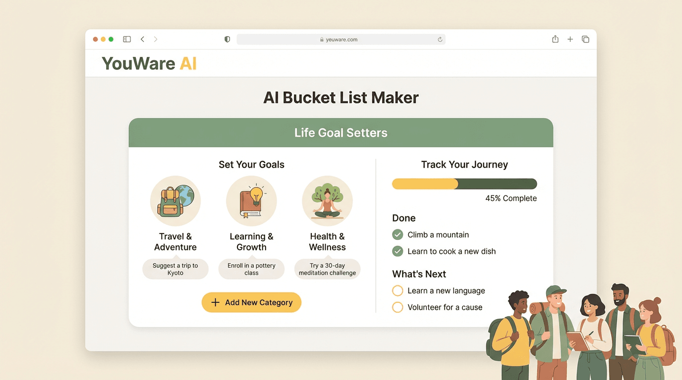 AI Bucket List Maker — Create & Share Your Goals | YouWare